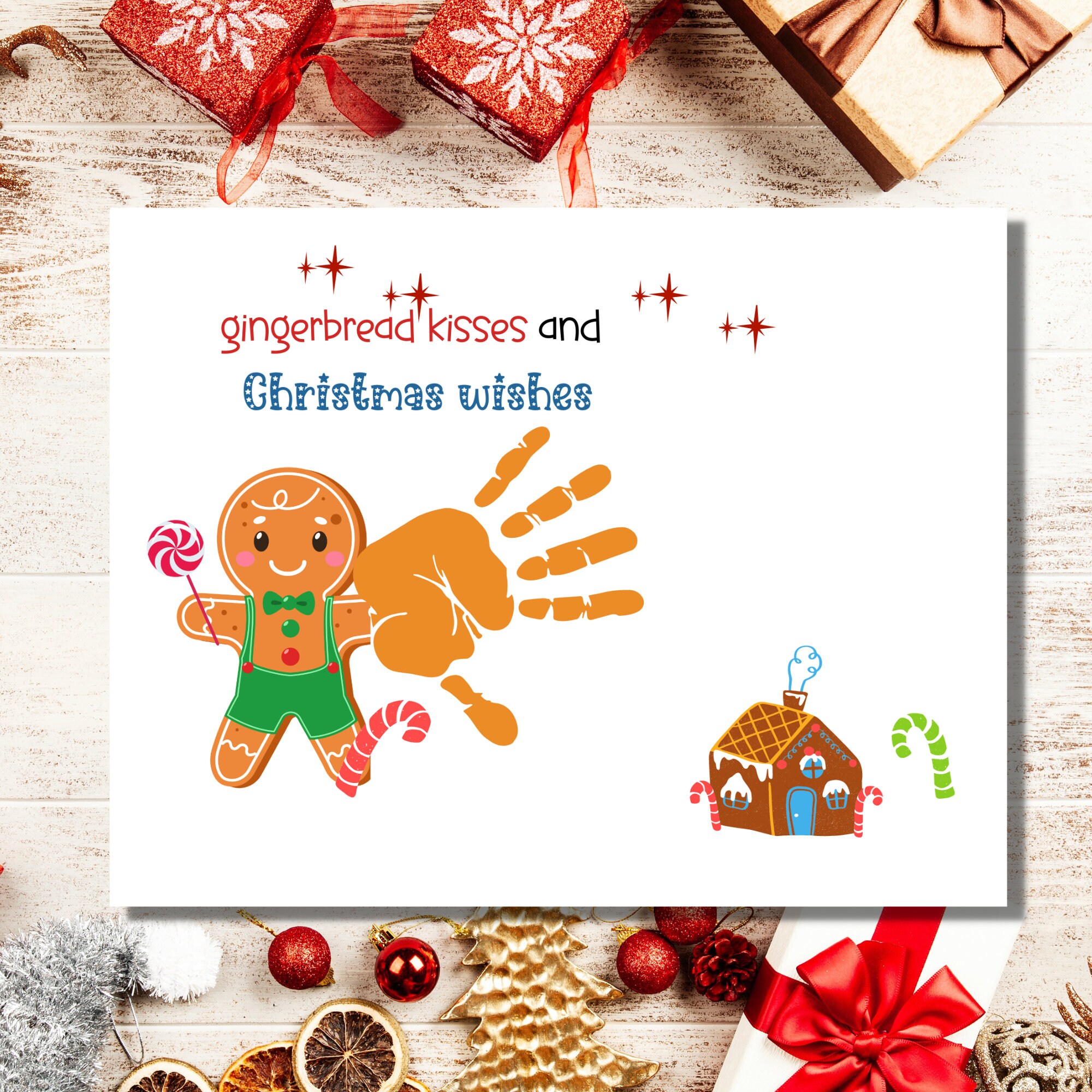Christmas Cute Gingerbread Boy Handprint Craft Printable Keepsake ...