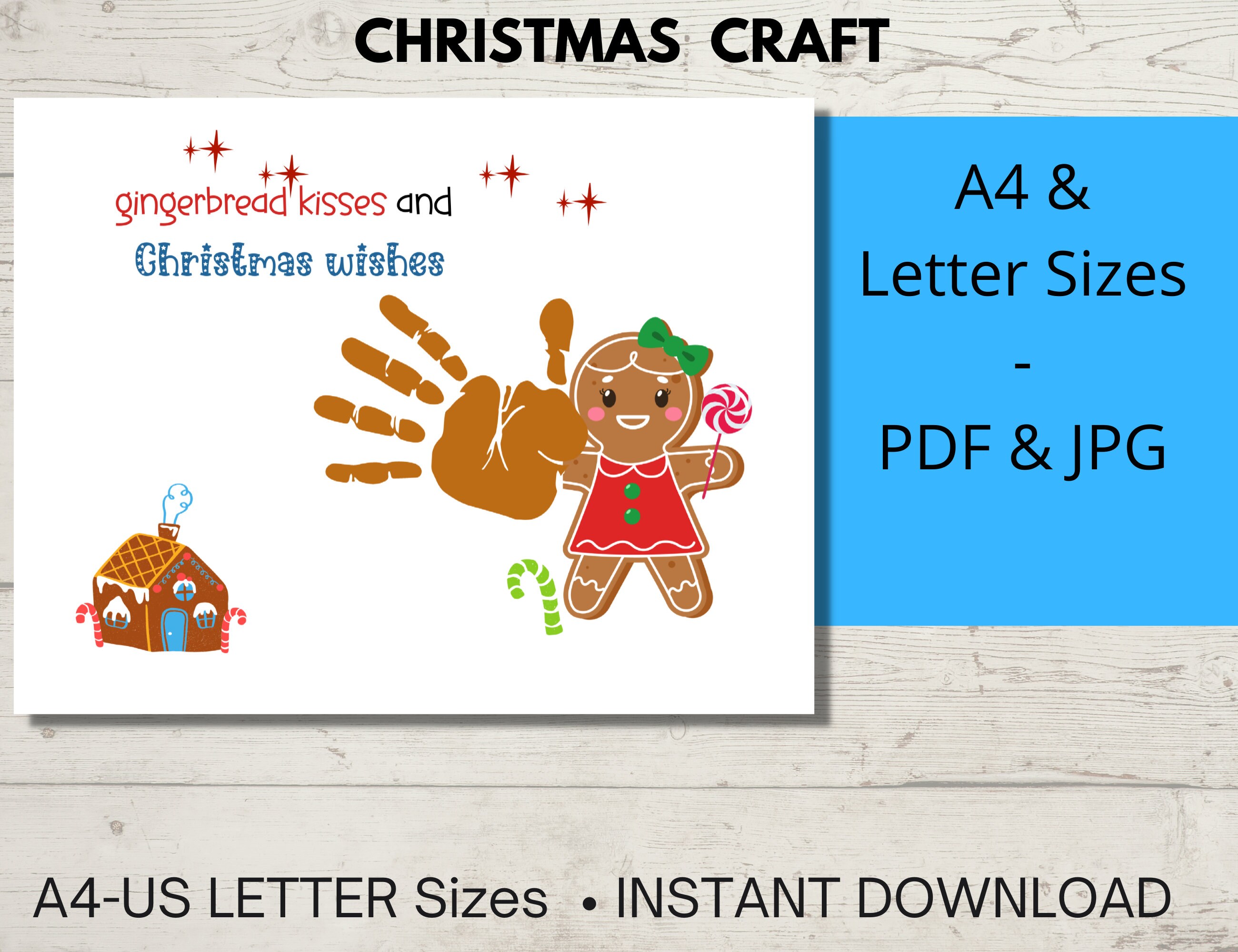 Christmas Cute Gingerbread Girl Handprint Craft Printable Keepsake ...