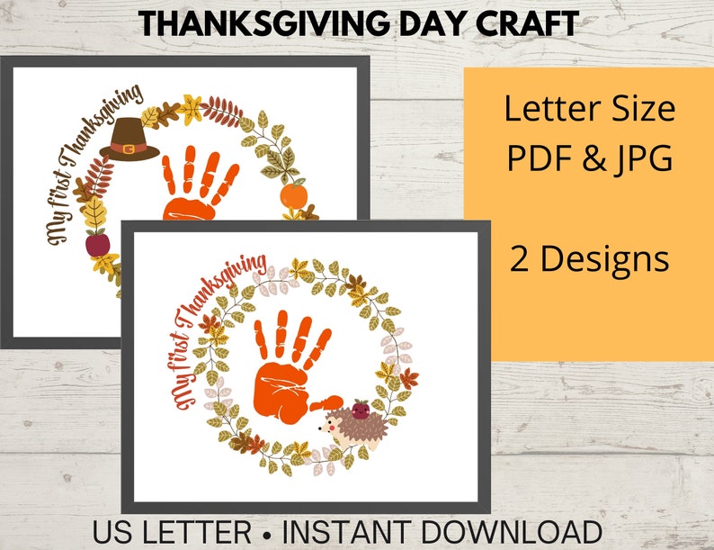 My First Thanksgiving Handprint Art Printable, Thanksgiving Activity ...