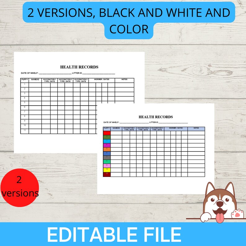 Breeder Forms, Dog Breeder Records, Dog Breeder Charts, Whelping Chart ...