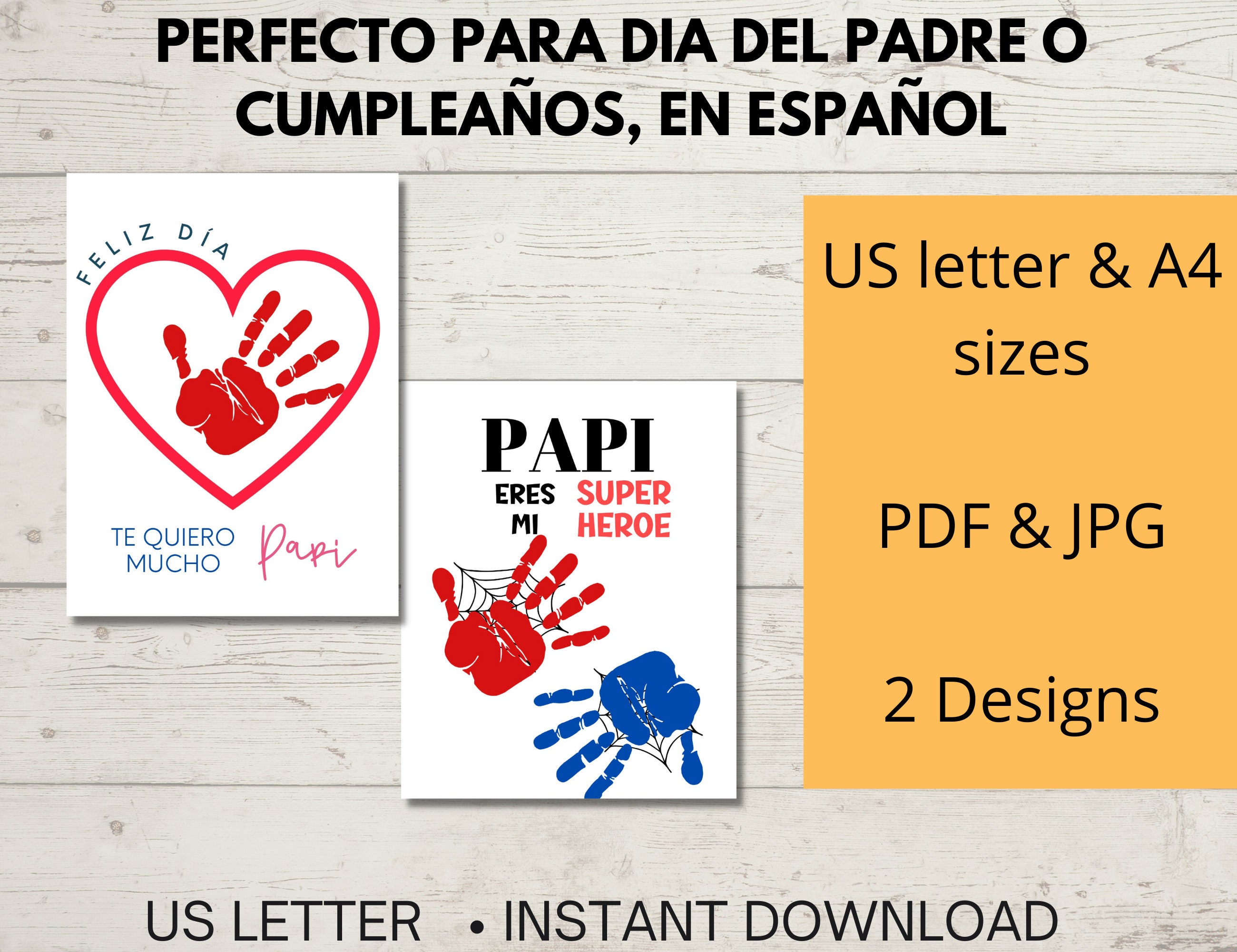 Fathers Day Handprint Art, Gift for Dad in Spanish, Super Hero ...