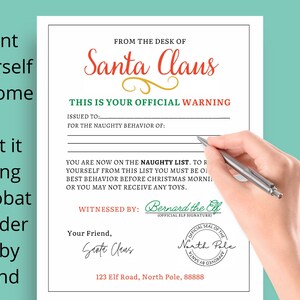 Letter From Santa, Warming Letter From Santa Claus, Naughty List ...