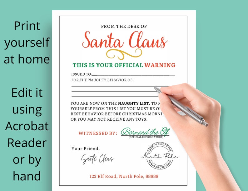 Letter From Santa, Warming Letter From Santa Claus, Naughty List ...