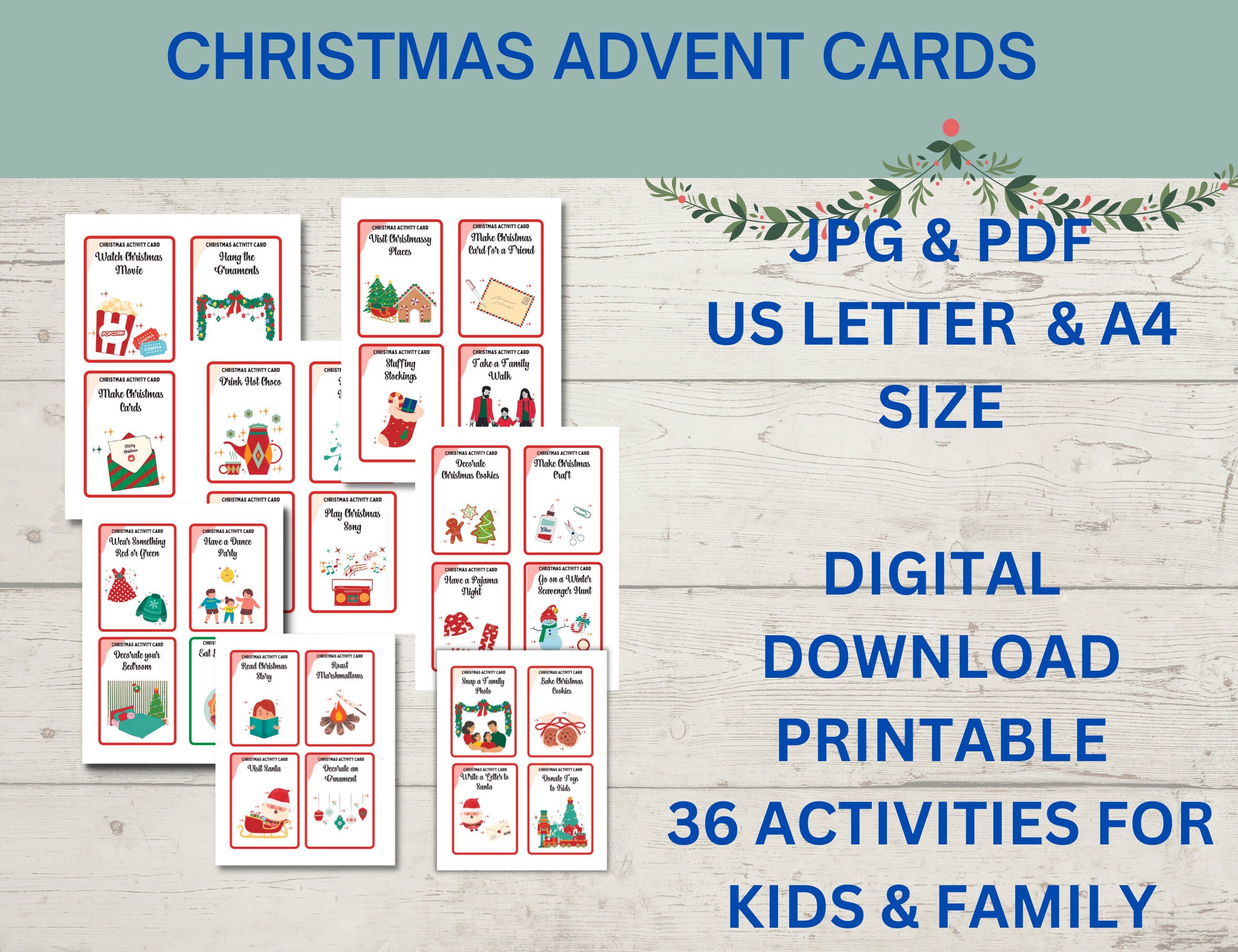 Advent Activity, Advent Cards for Kids, Christmas Advent Cards for Kids ...
