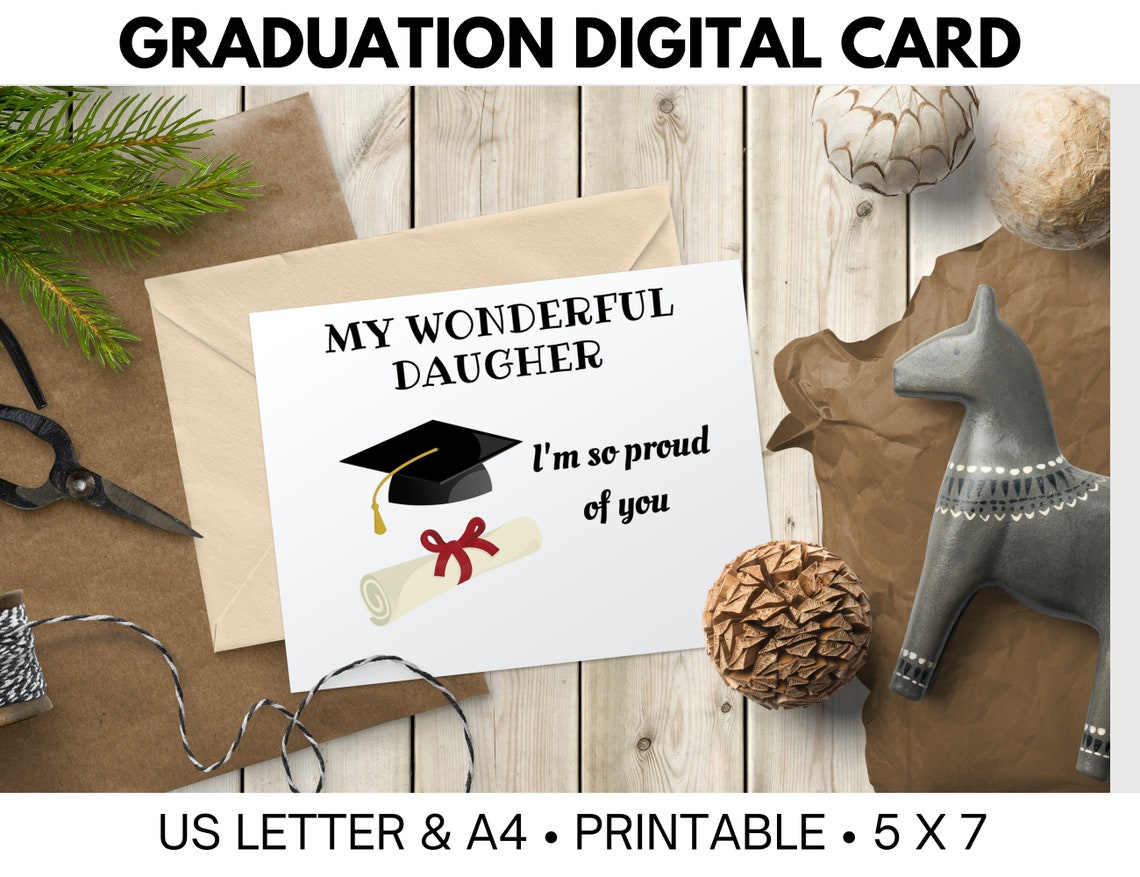 Graduation Card Printable for Daughter Wonderful Daughter | Etsy
