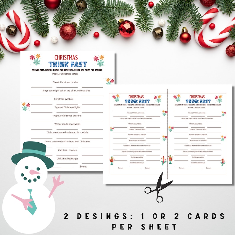 Think Fast Christmas Game, Christmas Party Game, Team Building Game ...
