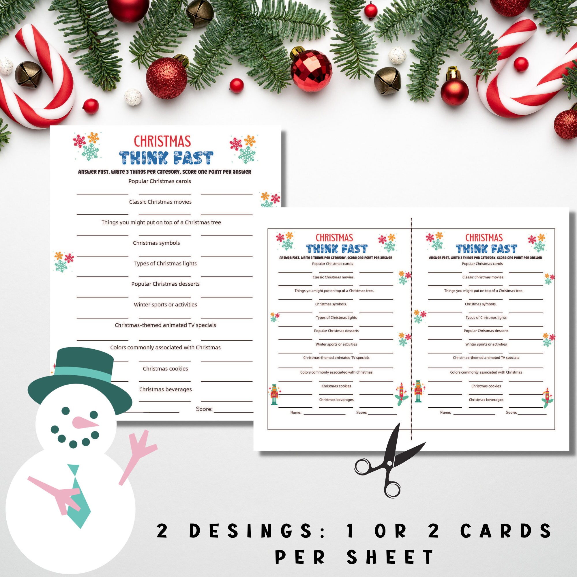 Think Fast Christmas Game, Christmas Party Game, Team Building Game ...