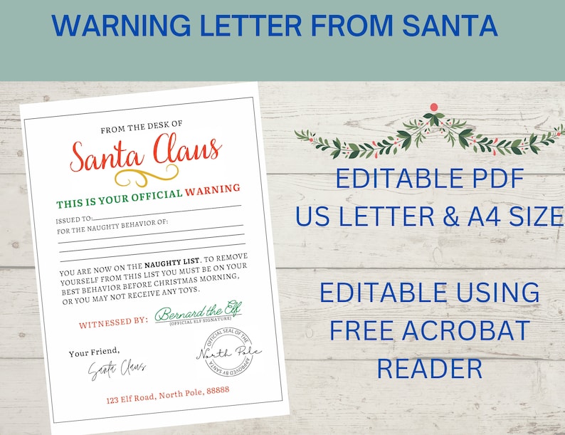 Letter From Santa, Warming Letter From Santa Claus, Naughty List ...