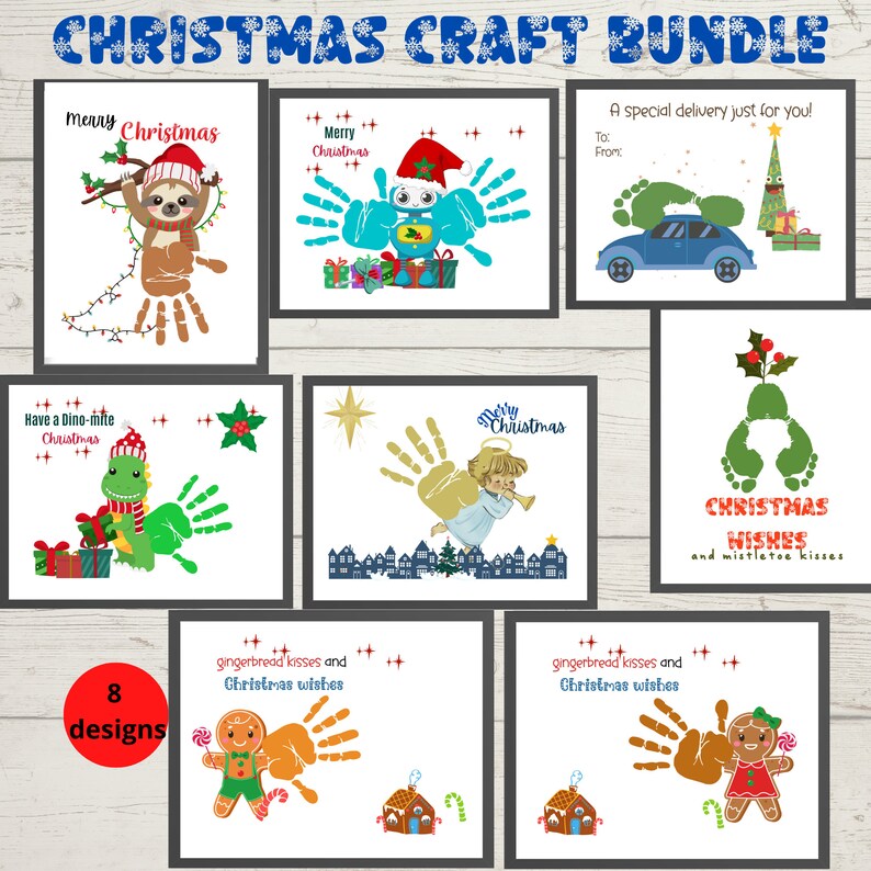 Christmas Cute Handprint Craft Bundle Printable Keepsake - Etsy