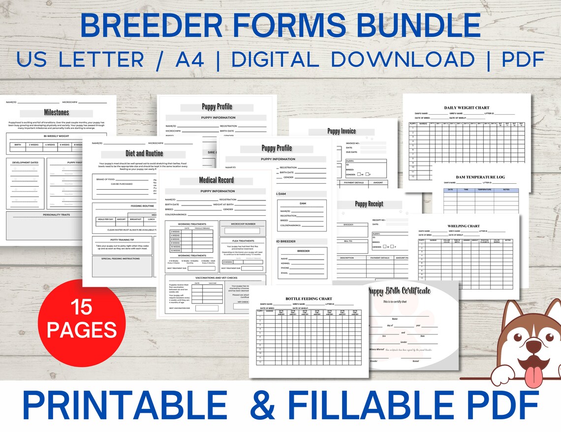 Breeder Forms Bundle Whelping Records and Puppy Pack - Etsy