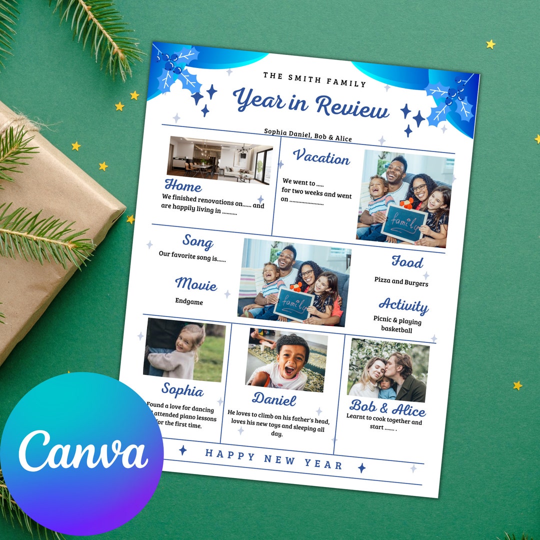 Year in Review Christmas Newsletter Template, Editable Family Year in ...