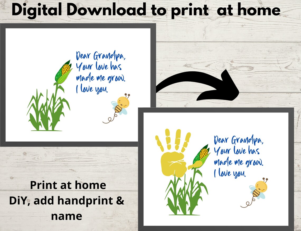 Grandparents Day Handprint Grandpa Handprint Craft Gift, Grandfather ...
