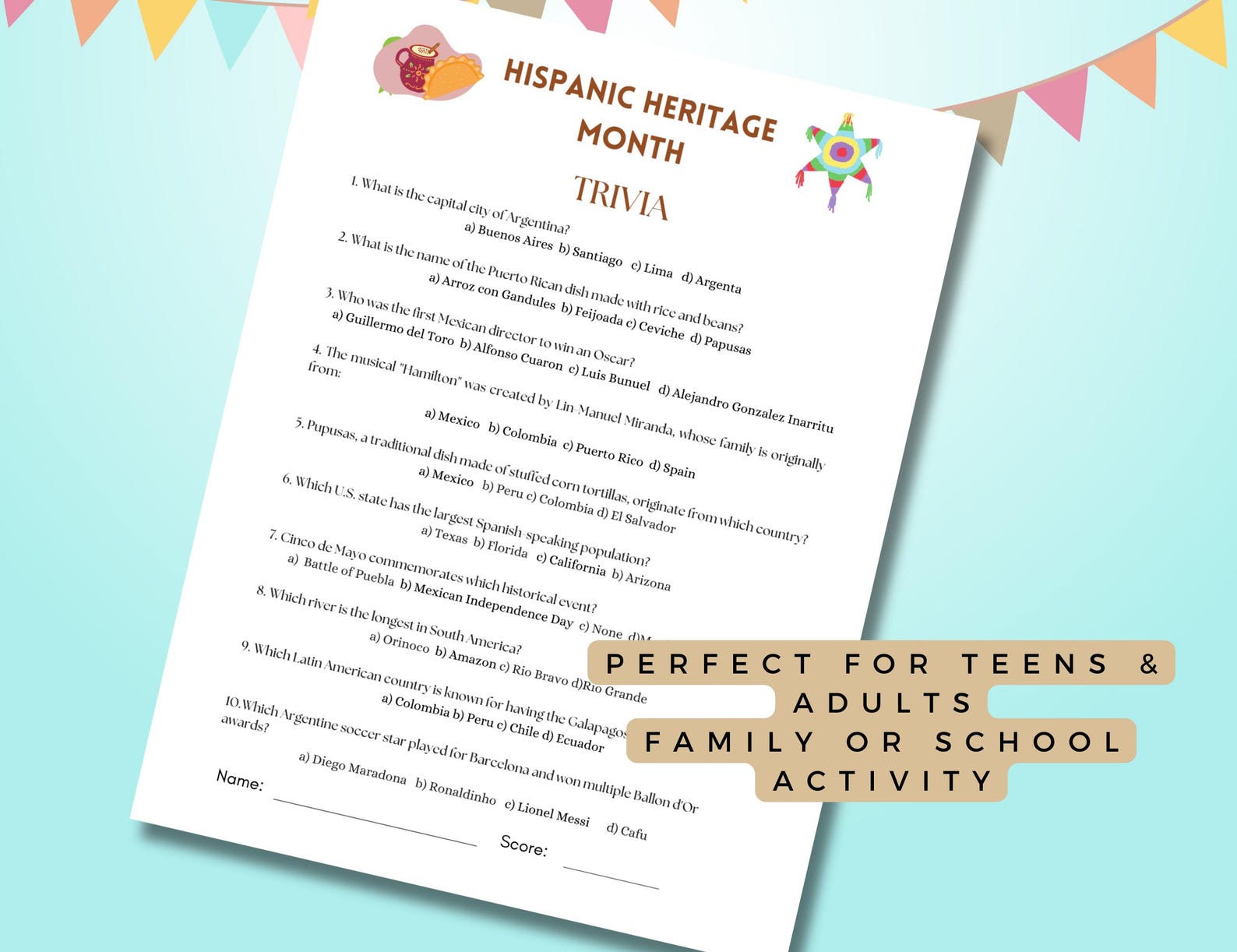 Hispanic Heritage Month Trivia Game, Hispanic Heritage Month Trivia ...