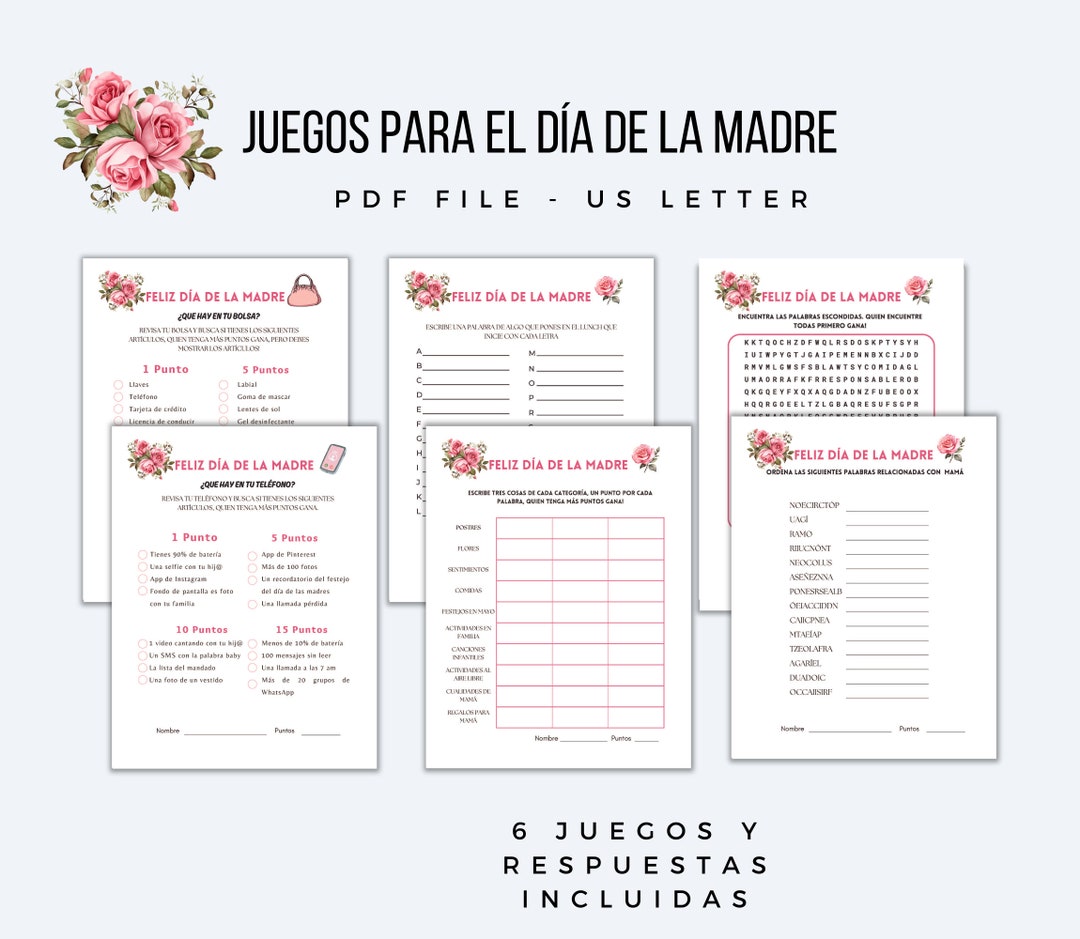 Mothers Day Game Bundle in Spanish, Mother Day Games in Spanish ...