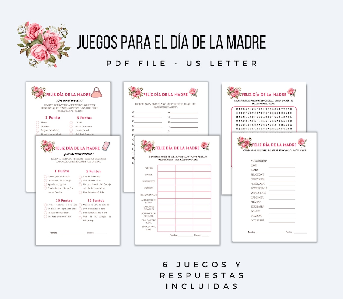 Mothers Day Game Bundle in Spanish, Mother Day Games in Spanish ...