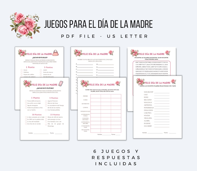 Mothers Day Game Bundle in Spanish, Mother Day Games in Spanish ...