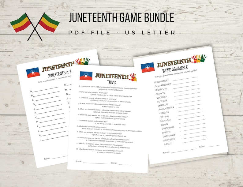 Juneteenth Game Bundle, Includes Juneteenth Trivia, Word Scramble and A ...