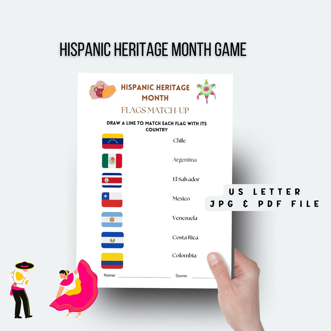 Hispanic Heritage Month Flag Match up Game, Hispanic Heritage Month ...