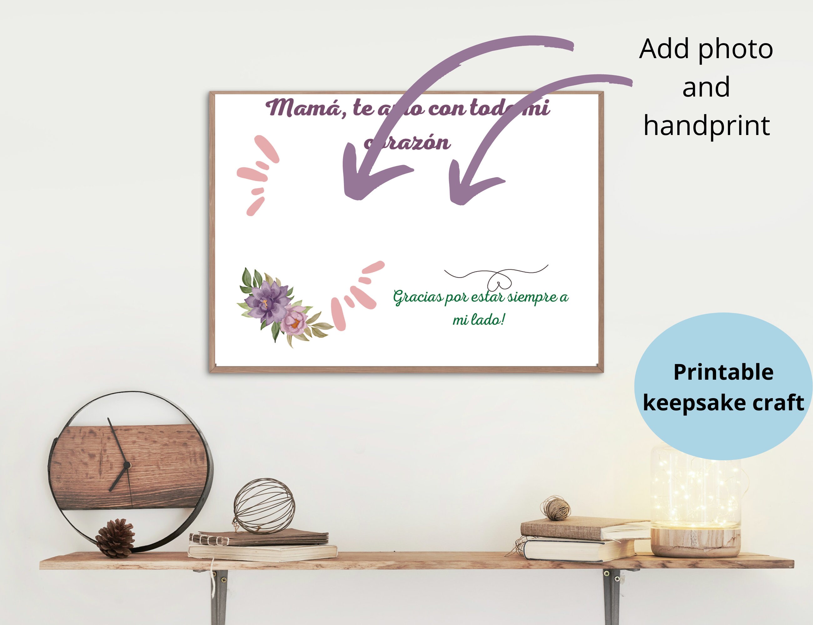 Mothers Day, Mom Handprint Mama Photo Handprint Art in Spanish Mothers ...