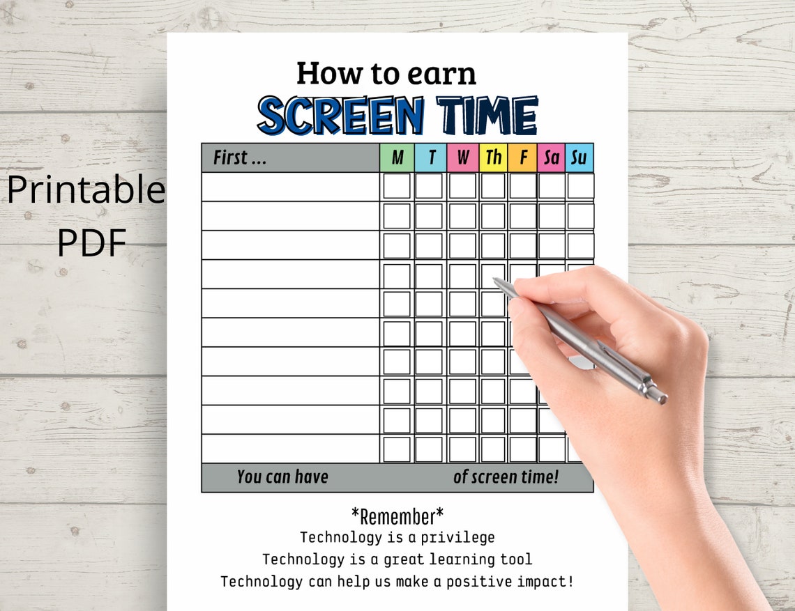 Screen Time Rules Editable Screen Time Chore Chart Fillable - Etsy