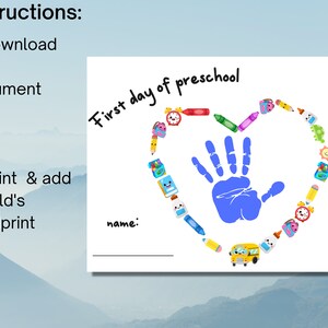 My First Day of Preschool Handprint Art Printable, Back to School ...