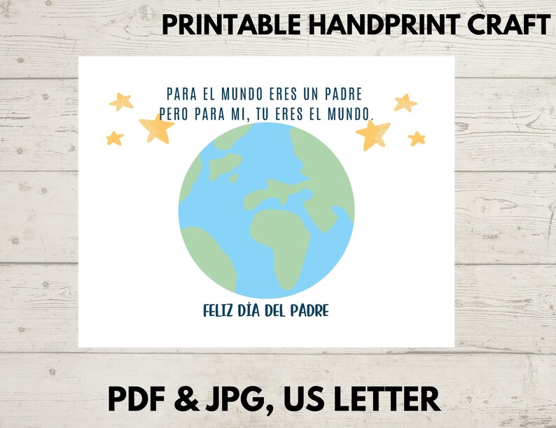 Fathers Day Handprint Art, Gift for Dad in Spanish, You Are My World ...