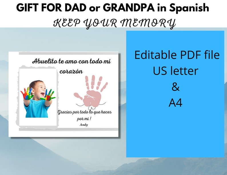 Grandparents Day Spanish Handprint Grandpa Abuelito Photo Art DIY ...