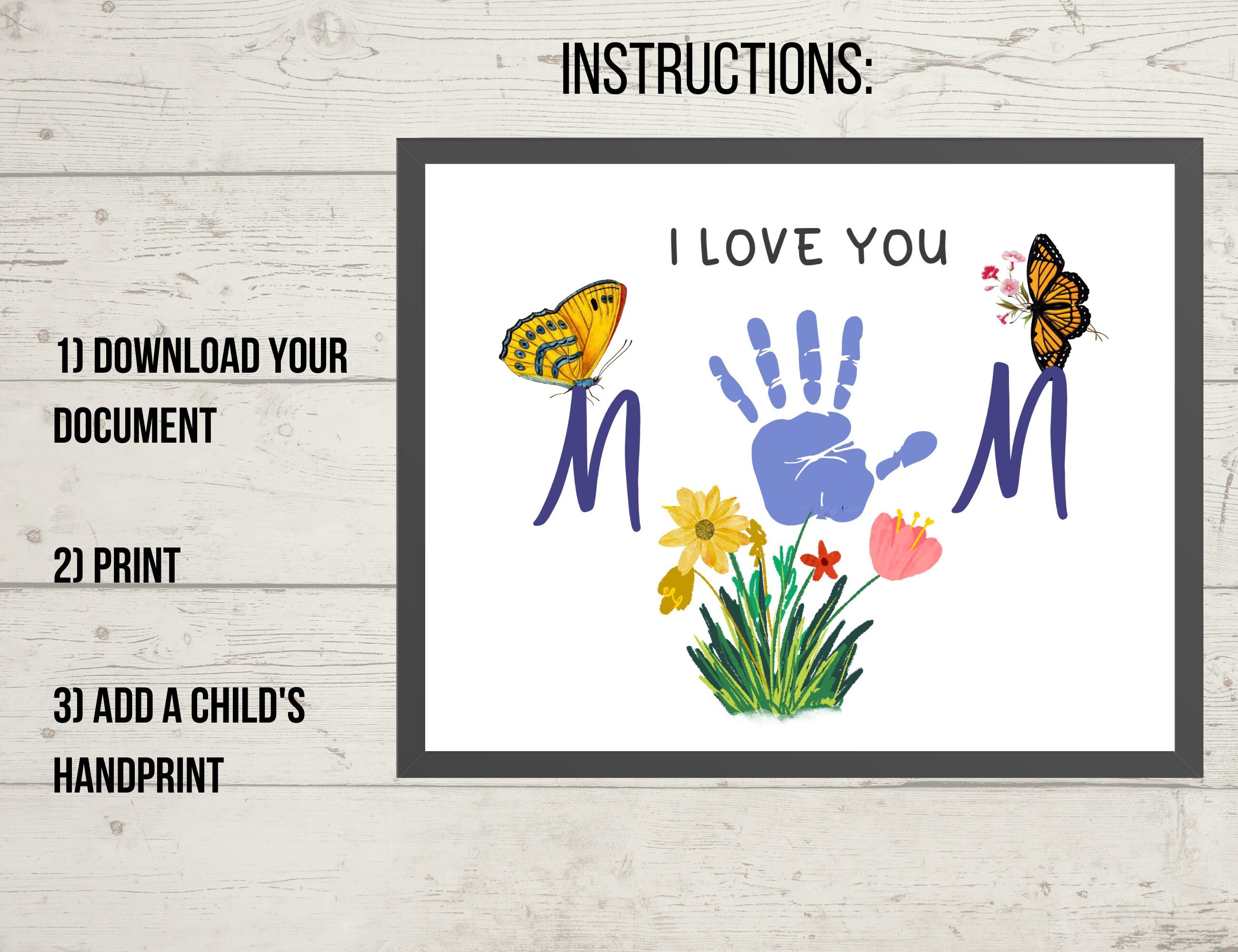 Mother's Day Flower Handprint Art Printable Craft - Etsy