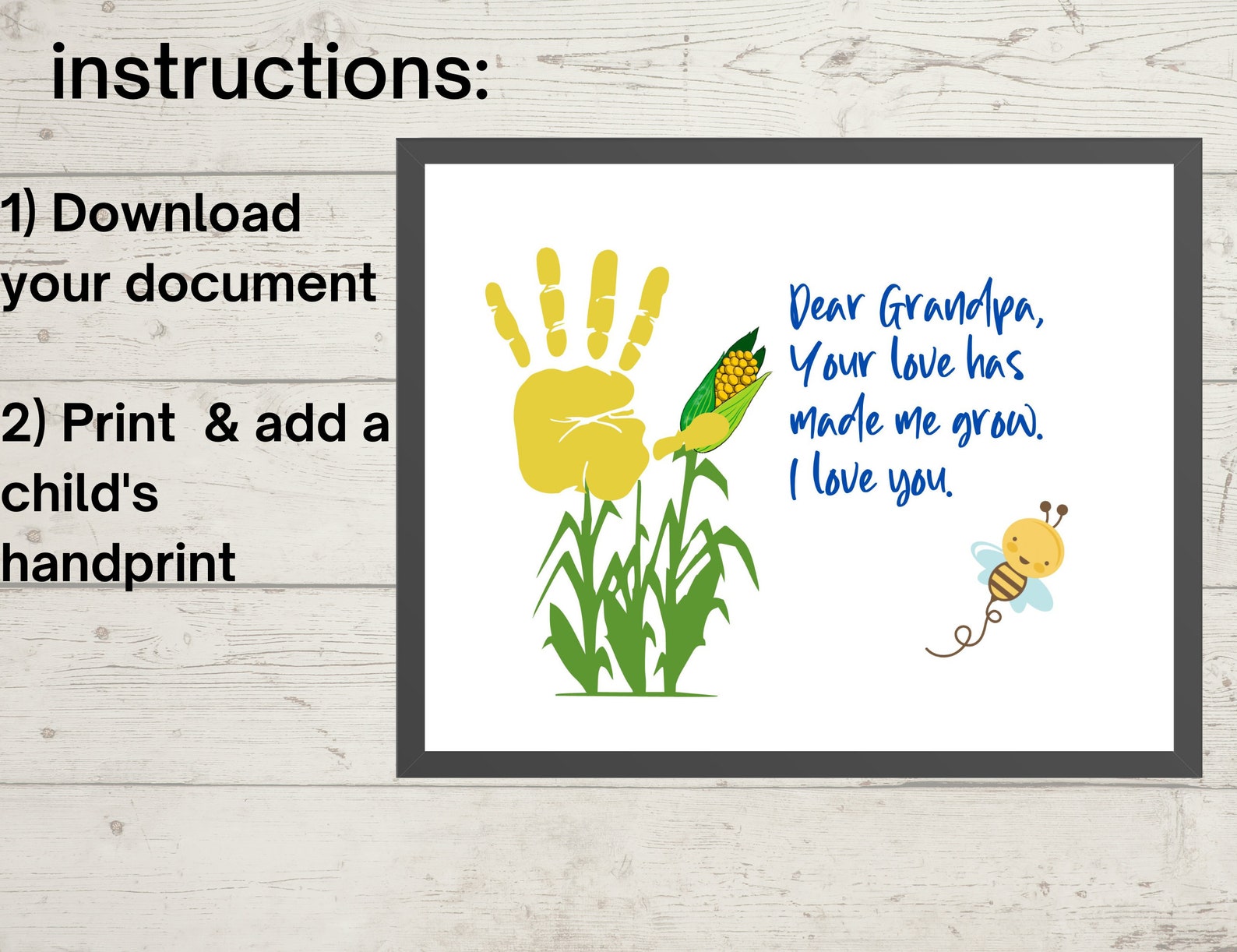 Grandparents Day Handprint Grandpa Handprint Craft Gift, Grandfather ...