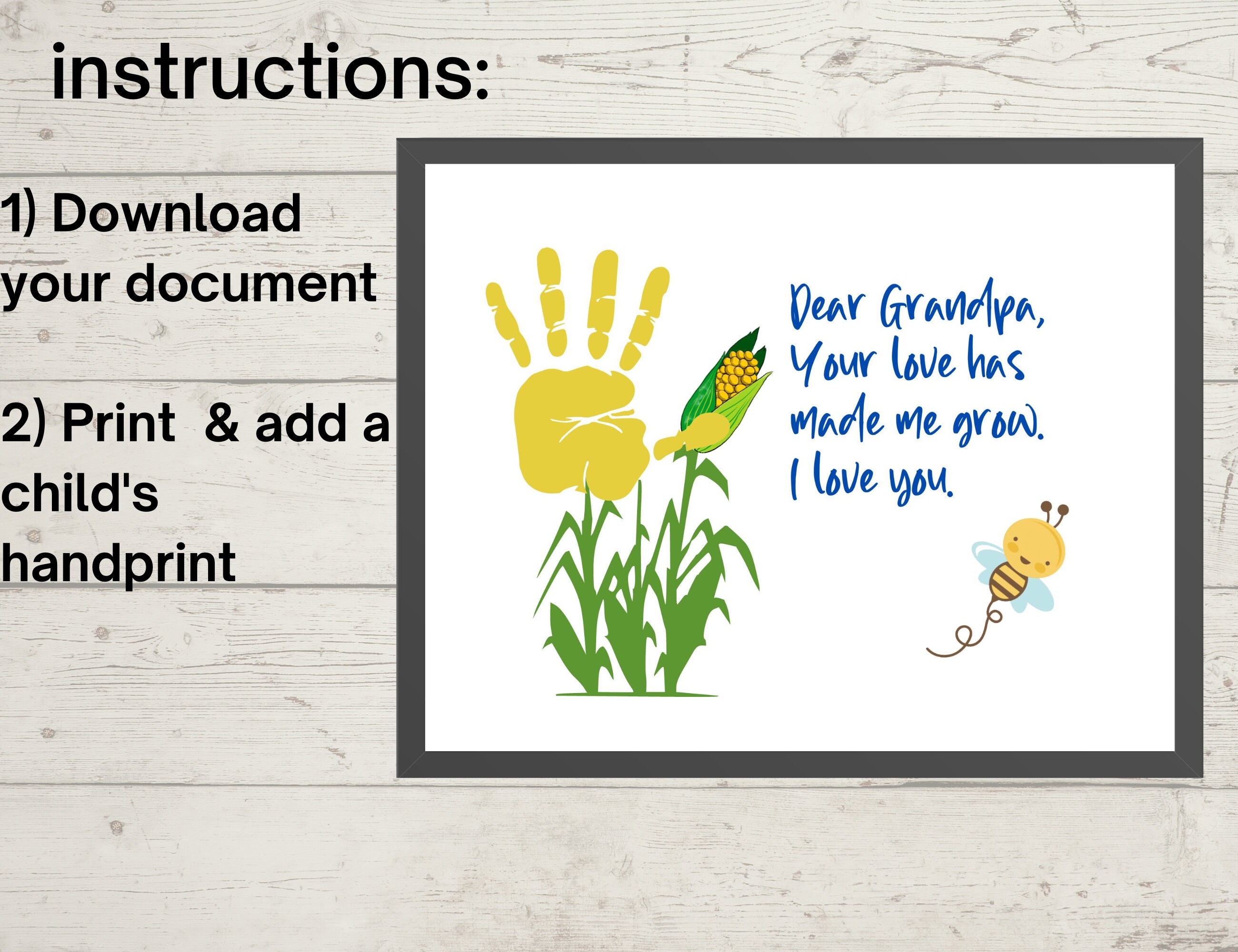 Grandparents Day Handprint Grandpa Handprint Craft Gift, Grandfather ...