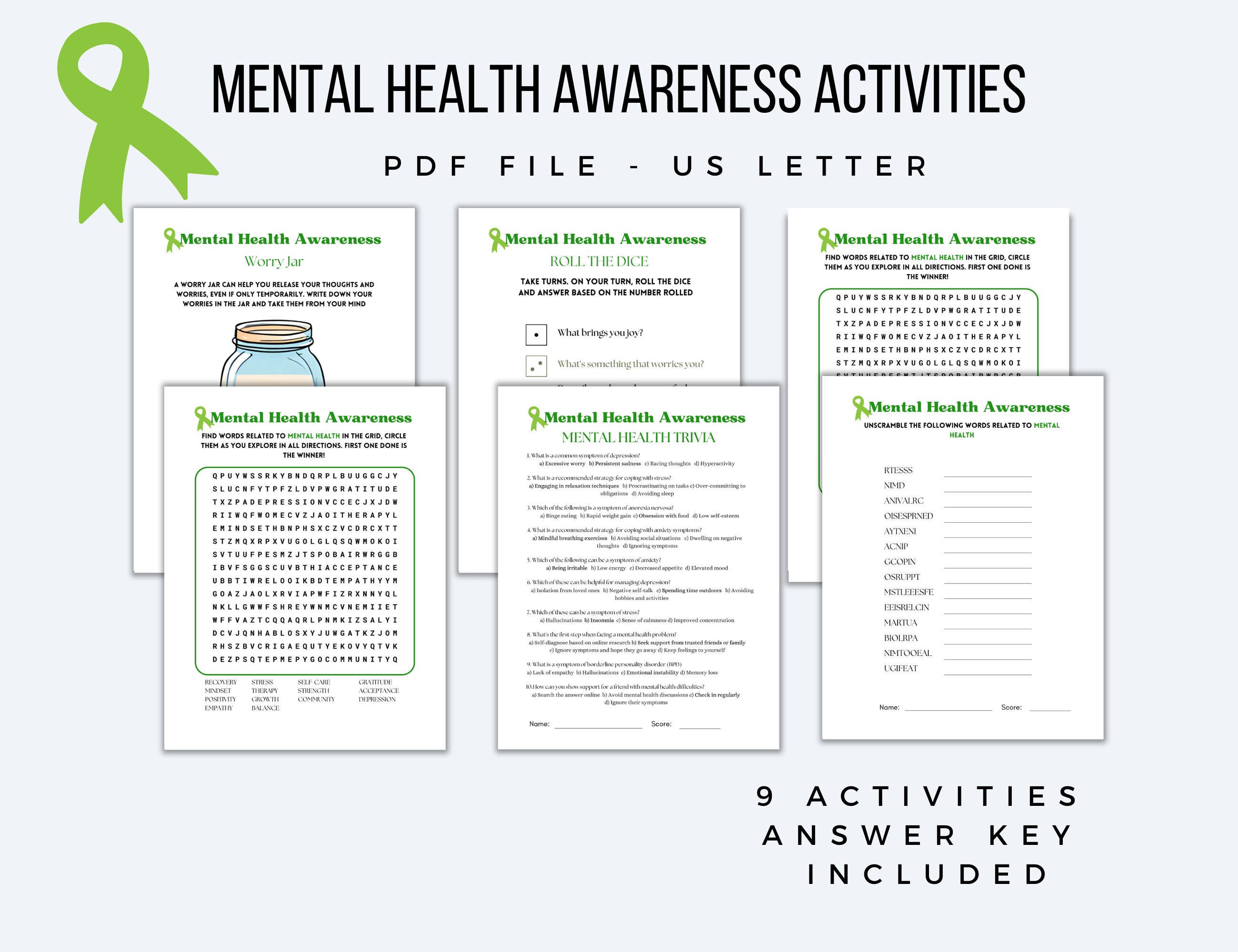 Mental Health Awareness, Mental Health Bundle Activity, Office Mental ...