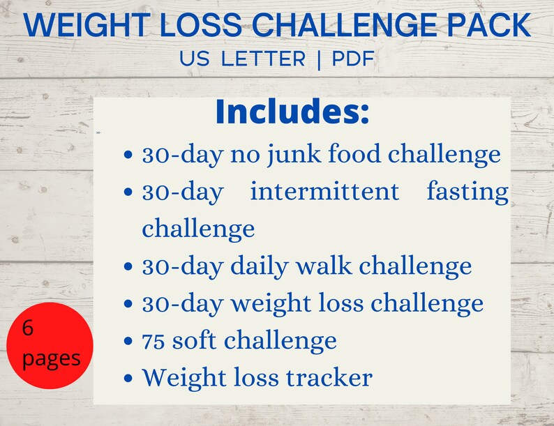 Weight Loss Challenge Template Pack Printable, Includes Weight Loss ...