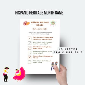 Hispanic Heritage Month Printable Games, Roll and Share Team Building ...