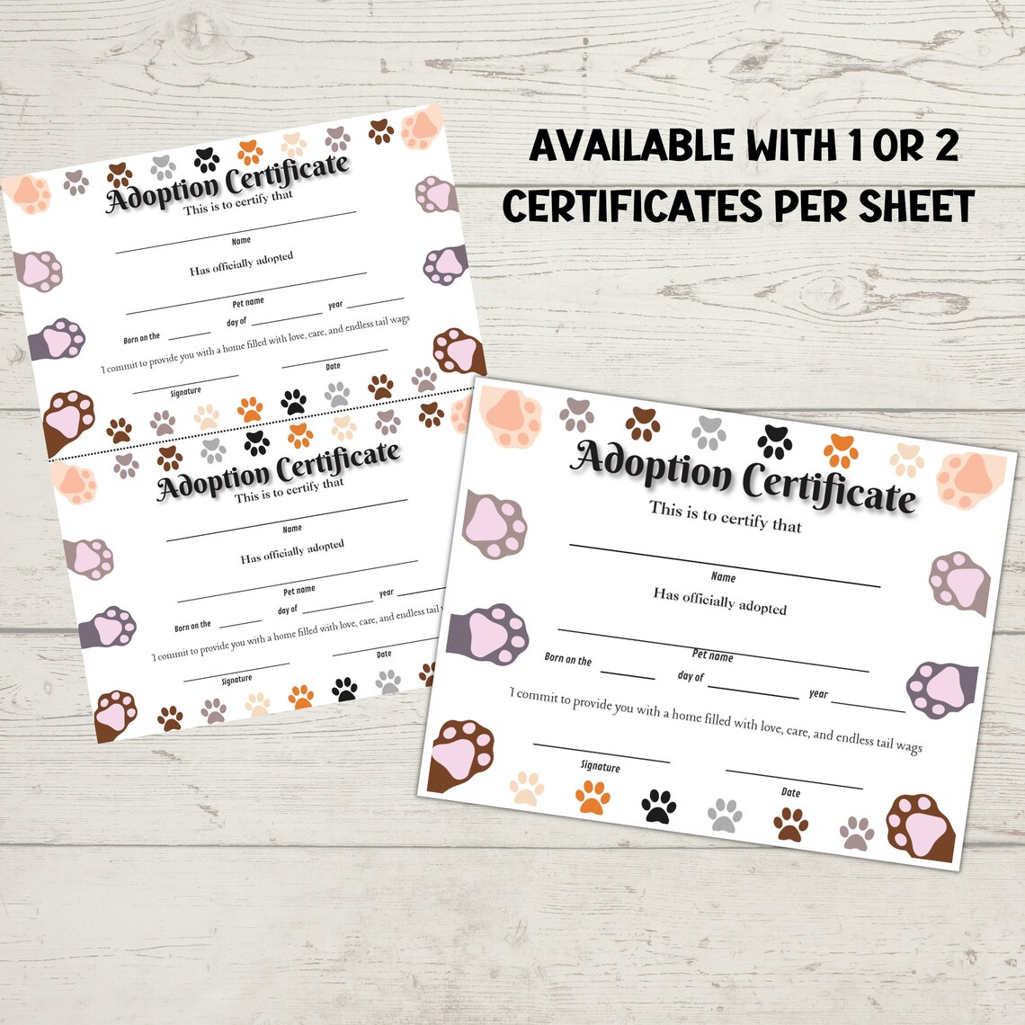 Pet Adoption Certificate, Puppy Adoption Party, Dog Adoption ...