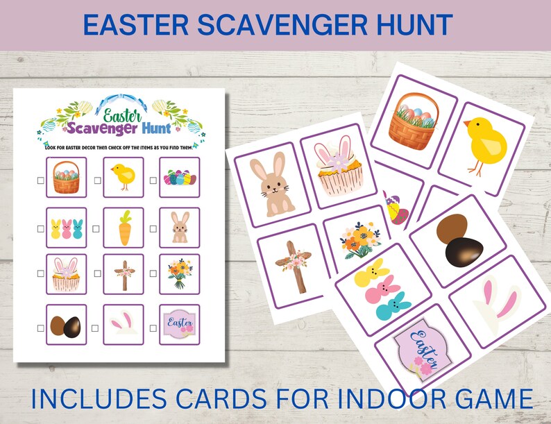 Easter Scavenger Hunt for Kids, Includes Cards for Indoor Game, Easter ...
