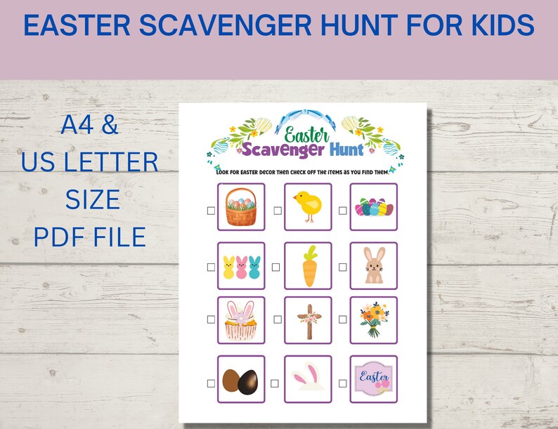 Easter Scavenger Hunt for Kids, Includes Cards for Indoor Game, Easter ...