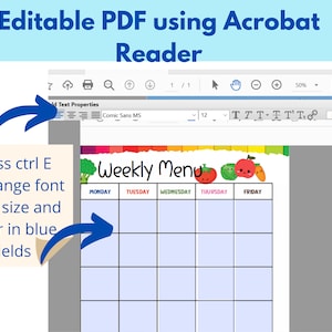 Daycare Weekly Menu Printable, Daycare Meal Menu, Editable Menu ...