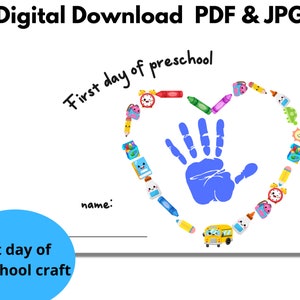 My First Day of Preschool Handprint Art Printable, Back to School ...