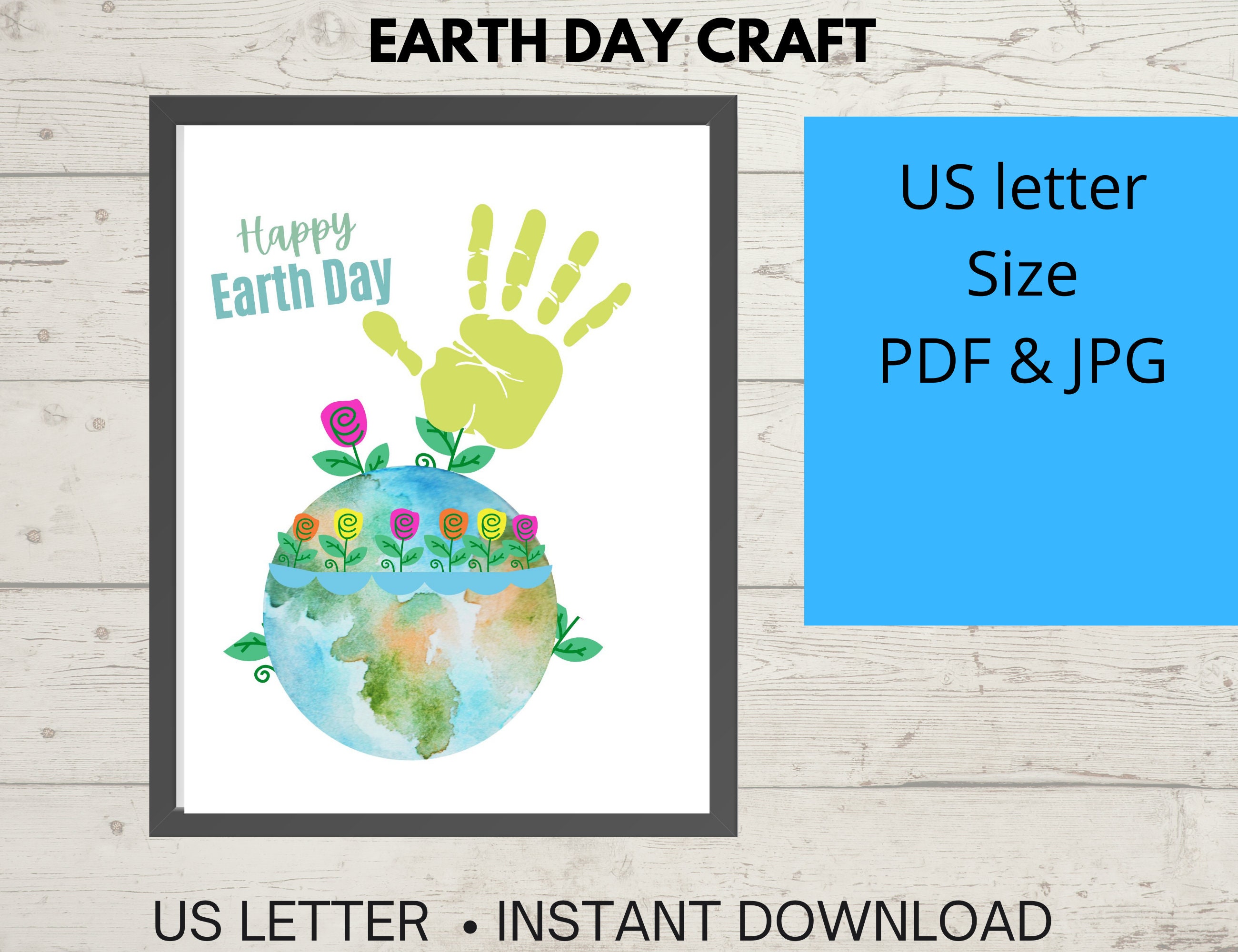 Earth Day Handprint Art, Earth Day Printable Activity for Preschool or ...