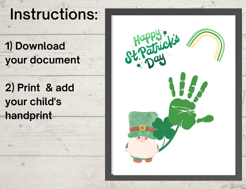 Cute Leprechaun Happy St Patrick's Day Handprint Craft Art Printable ...