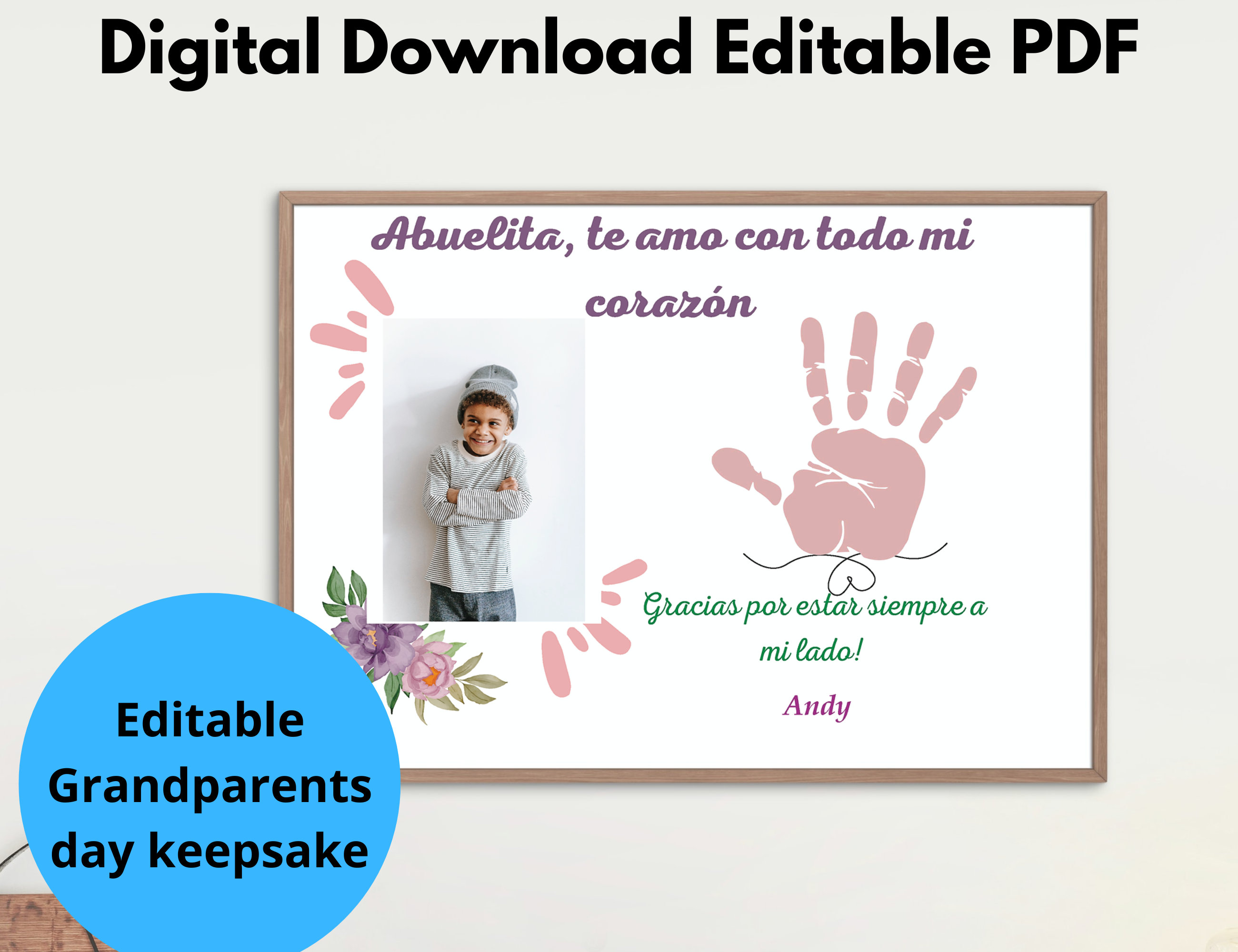 Grandparents Day Grandma Handprint Abuelita Photo Handprint Art in ...