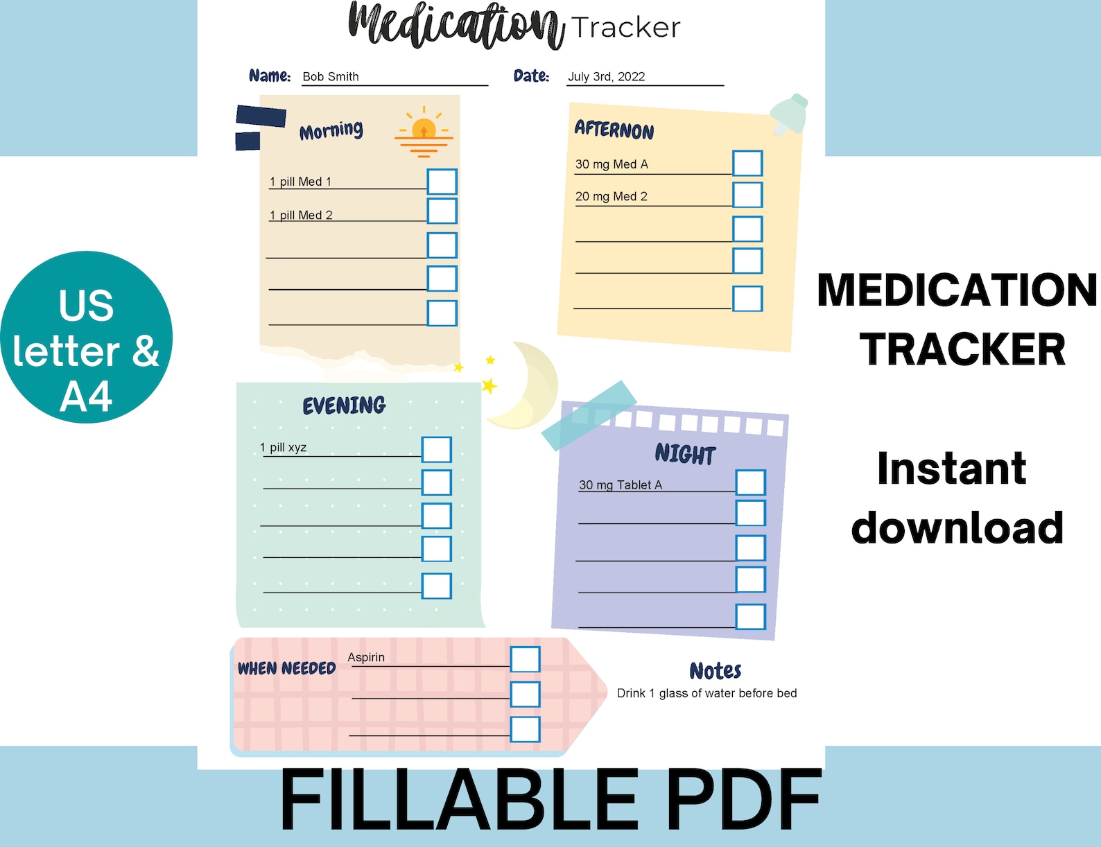 Medication Tracker Medication List and Medication Log, Medication ...