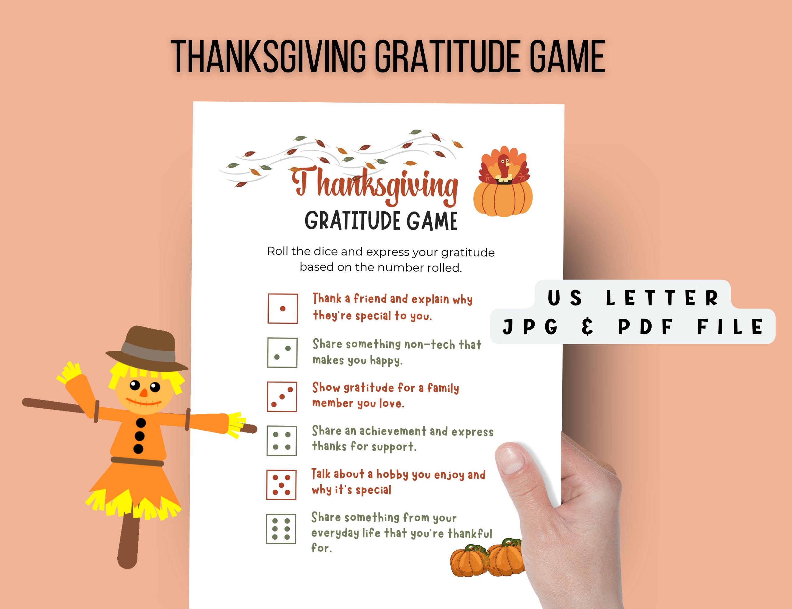 Thanksgiving Gratitude Dice Game, Thankful Game, Conversation Starter ...