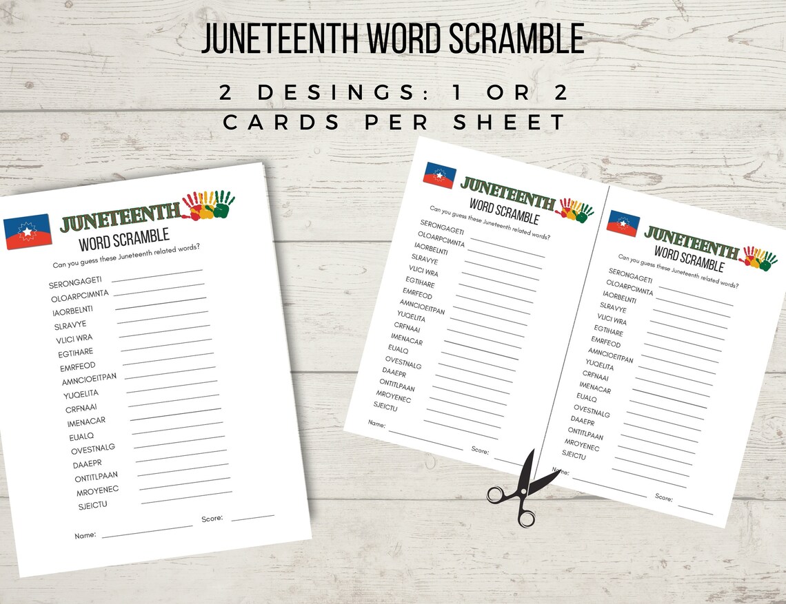 Juneteenth Word Scramble Game Printable, Party or School Emancipation ...