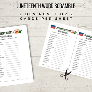 Juneteenth Word Scramble Game Printable, Party or School Emancipation ...