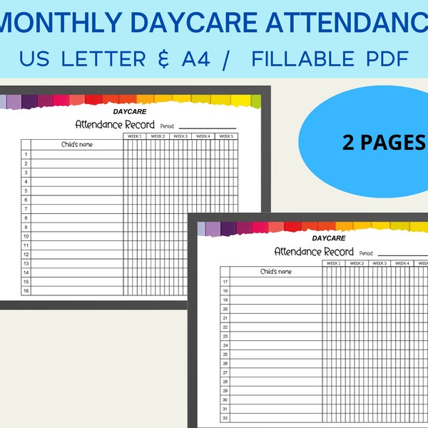 Childcare Attendance Tracker - Etsy