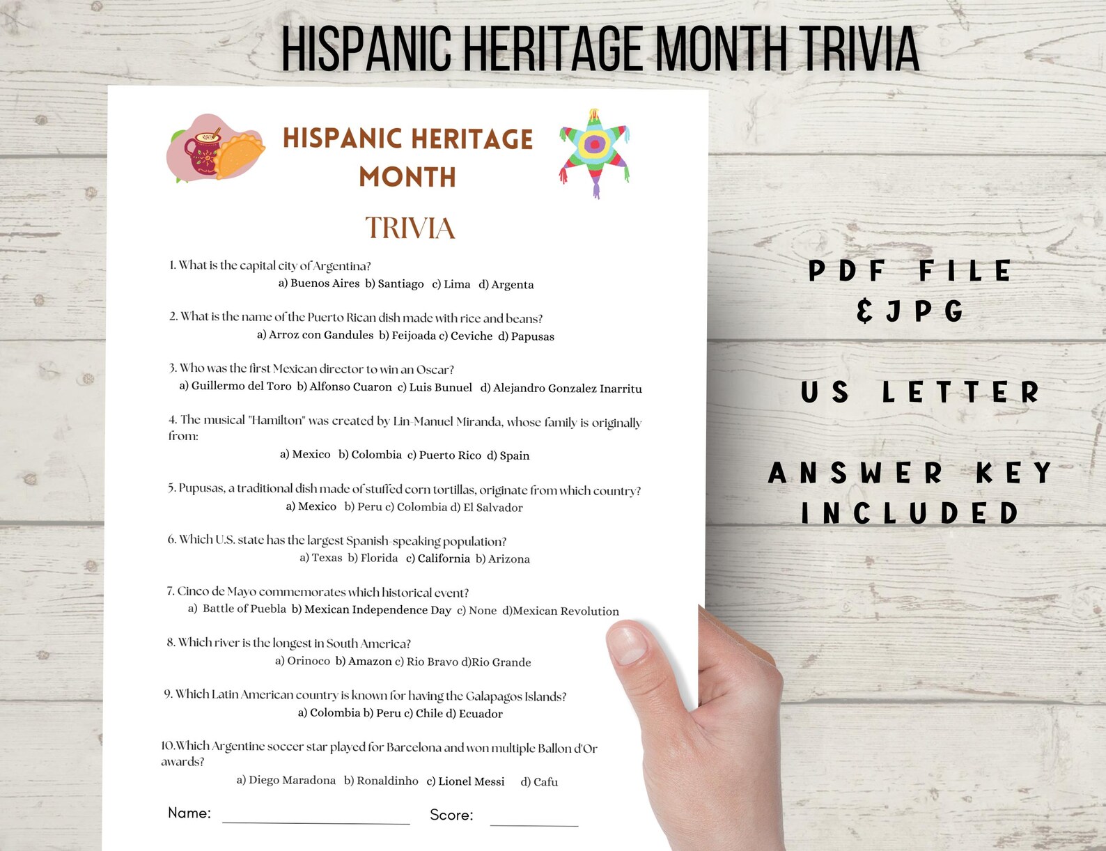 Hispanic Heritage Month Trivia Game, Hispanic Heritage Month Trivia ...