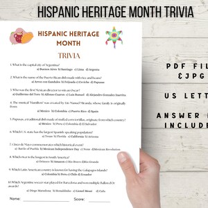 Hispanic Heritage Month Trivia Game, Hispanic Heritage Month Trivia ...