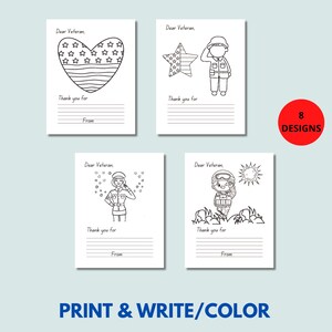 Veterans Day Thank You Coloring Letter, Thank You Veteran Craft ...
