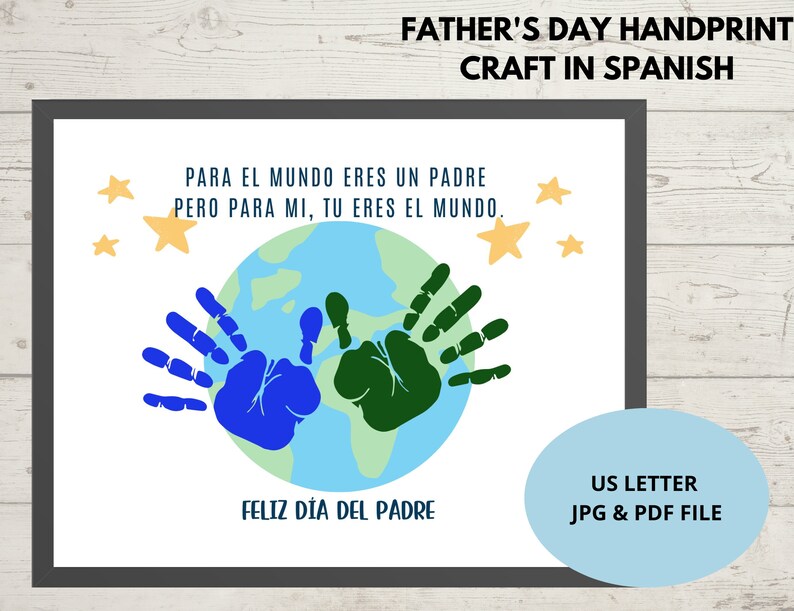 Dia del padre arte de huella de mano, regalo para papa en espanol ...
